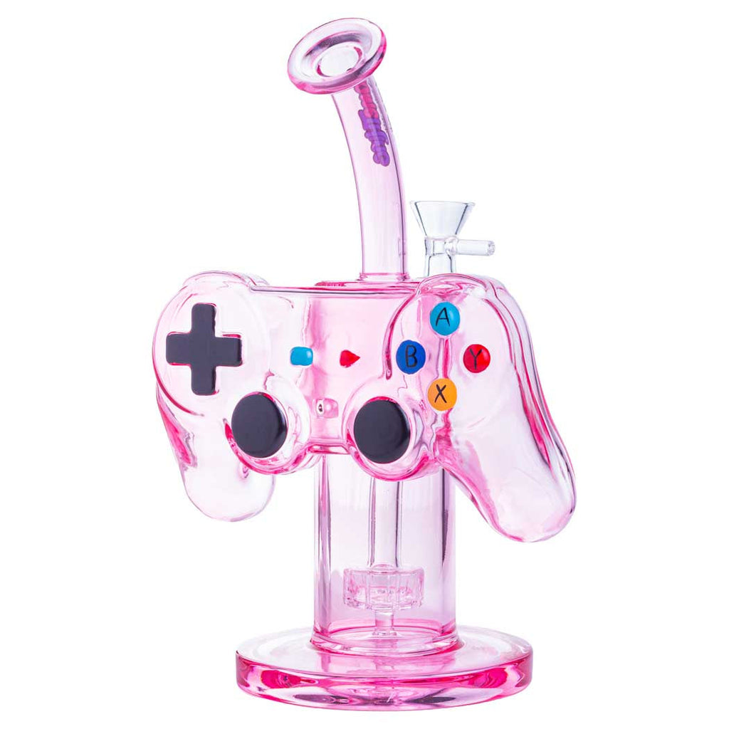 Something Gamer Controller Cylinder 9" Glass Bent Neck Water Pipe ...