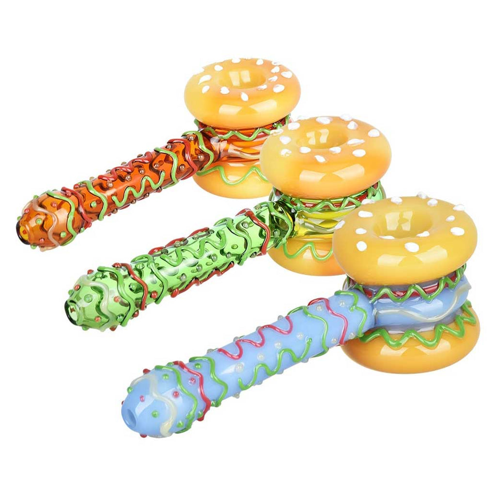 Snack Attack Cheeseburger Hammer Style Glass Hand Pipe - Assorted ...