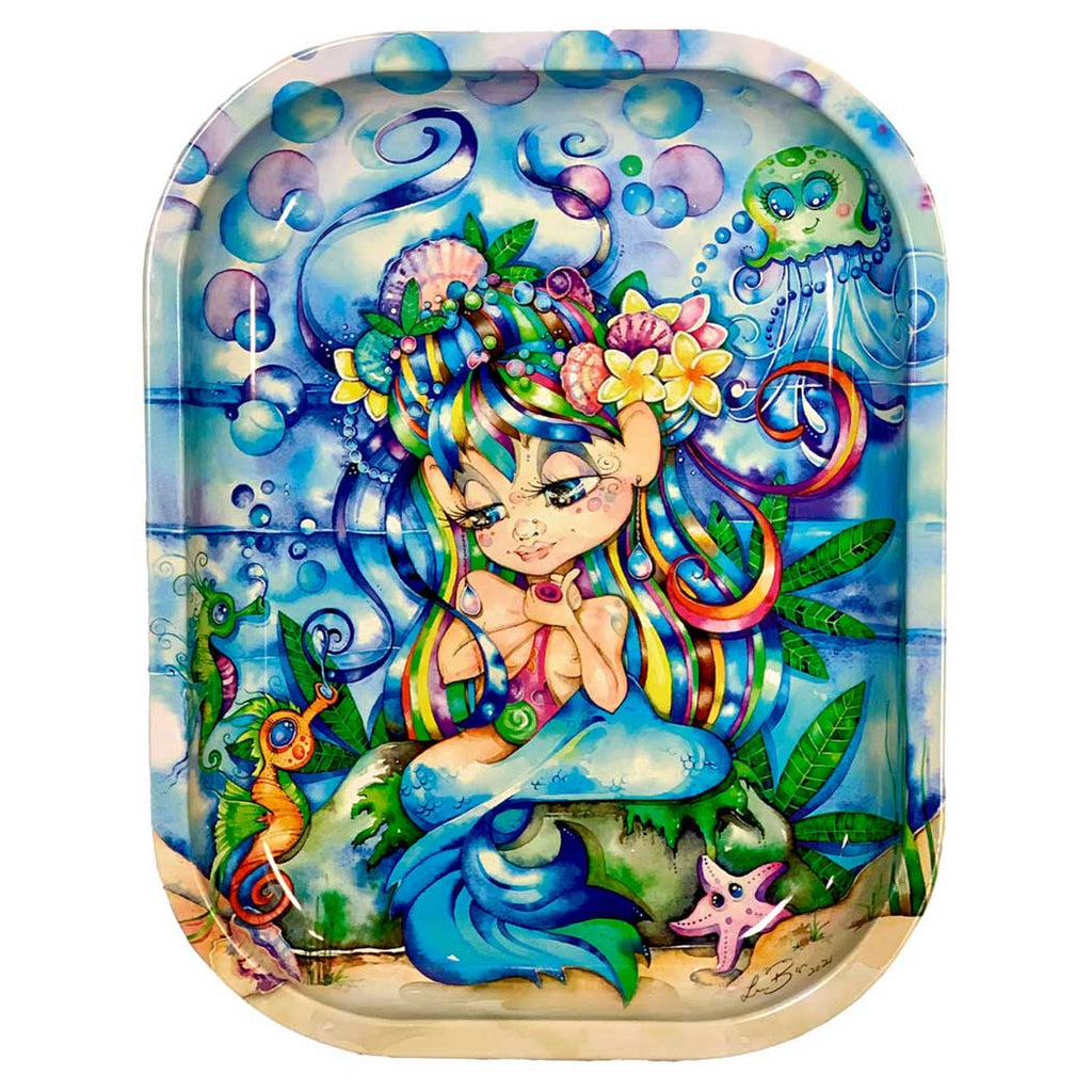 Linda Biggs Sallie SeaWeed Tin Rolling Tray – Excitement Smokin PA